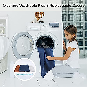 Pet Heating Pad Electric Heated Dog Cat Bed with 2Pcs Replaceable Covers Chew Resistant Cord Waterproof, Mat for Pet House Auto Power Off (18"x18")