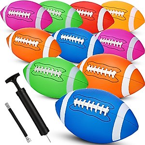 Jerify 12 Pcs Composite Leather Footballs Official Composite Leather Ball Composite Leather Inflatable Football with Pump Indoor Outdoor Football Bulk for Training and Recreational Play