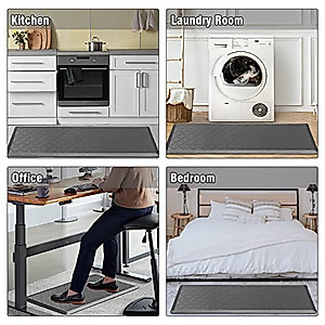 MAYHMYO Kitchen Mat Anti Fatigue Floor Mat 1/2 Inch Cushioned Mat Grey Kitchen Rug Non Slip Waterproof Memory Foam Ergonomic Comfort Rug Standing Desk Mat for Office Sink Laundry,17"X 29"