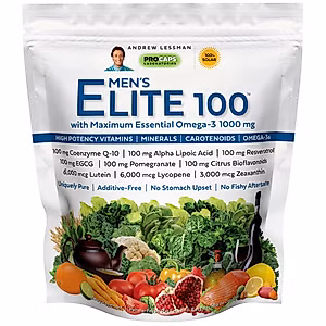 ANDREW LESSMAN Multivitamin - Men's Elite-100 with Maximum Essential Omega-3 1000 mg 120 Packets – Potent Nutrients, Essential Vitamins, Minerals, Phytonutrients and Carotenoids. No Additives