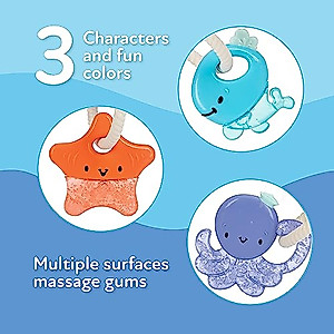 Nuby Ice Gel IcyBite Sea Teether Keys, 3M+ Multi