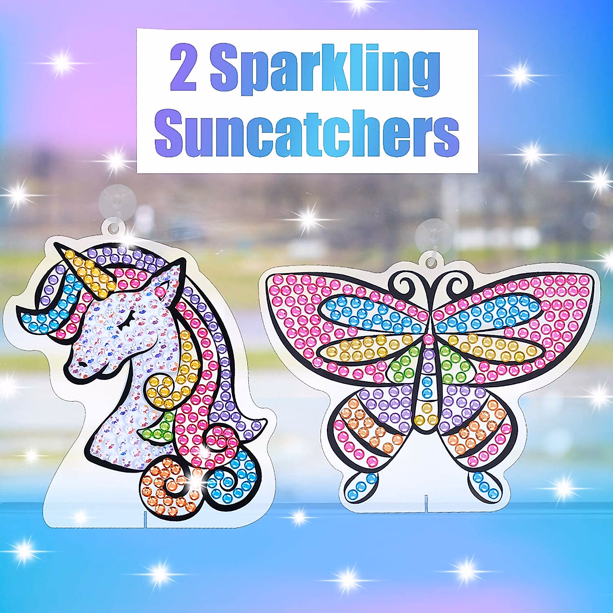 HFCBO Gem Diamond Painting Kits for Kids - Arts and Crafts for Girls & Boys Ages 6-8 8-10 10-12-Make Your Own Stickers and Suncatchers(Magical)