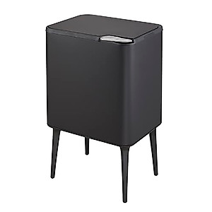 Casa Andrea Milano 9.5-Gallon Tall Kitchen Trash Can with Long Legs Modern Style Waste Basket, Large Trash Can w/Pop Open Cover,Elevated Trash Bin, Apartment Essentials