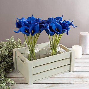 Pure Garden Artificial Calla-Lily with Stems - Real Touch Fake Flowers for Home Décor, Wedding, Bridal/Baby Shower, More- 24 Pc Set (Royal Blue)