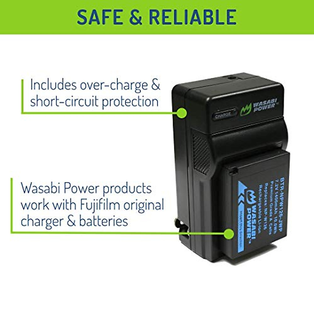 Wasabi Power Battery (3-Pack) and Charger for Fujifilm NP-W126 & HS50EXR, X-T100, X-T200, X100F, X100V, X-A10, X-E2S, X-E3, X-E4, X-Pro2, X-Pro3, X-T1, X-T2, X-T3, X-T10, X-T20, X-T30, X-T30 II