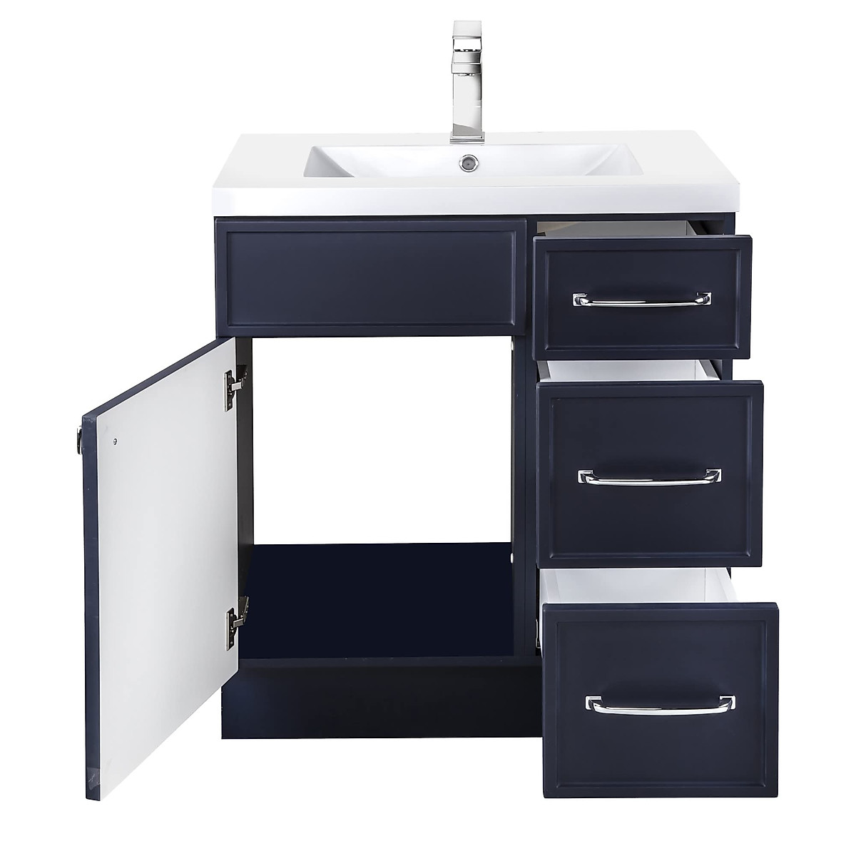 Cutler Kitchen and Bath Manhattan 30" Wood/Marble Bathroom Vanity - White