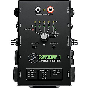 Mackie Cable Tester, 5-way switch Battery-Powered Connector Test, Black, (MTest-1)