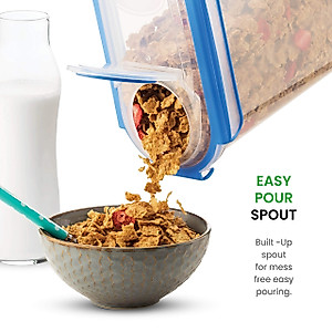 Extra Large Cereal Containers Storage Set - [2 Pack,168oz. 21 cup] Airtight Silicone Sealed Locking Lids extents freshness - Space Saving Kitchen Pantry Containers - Food storage containers For Flour.