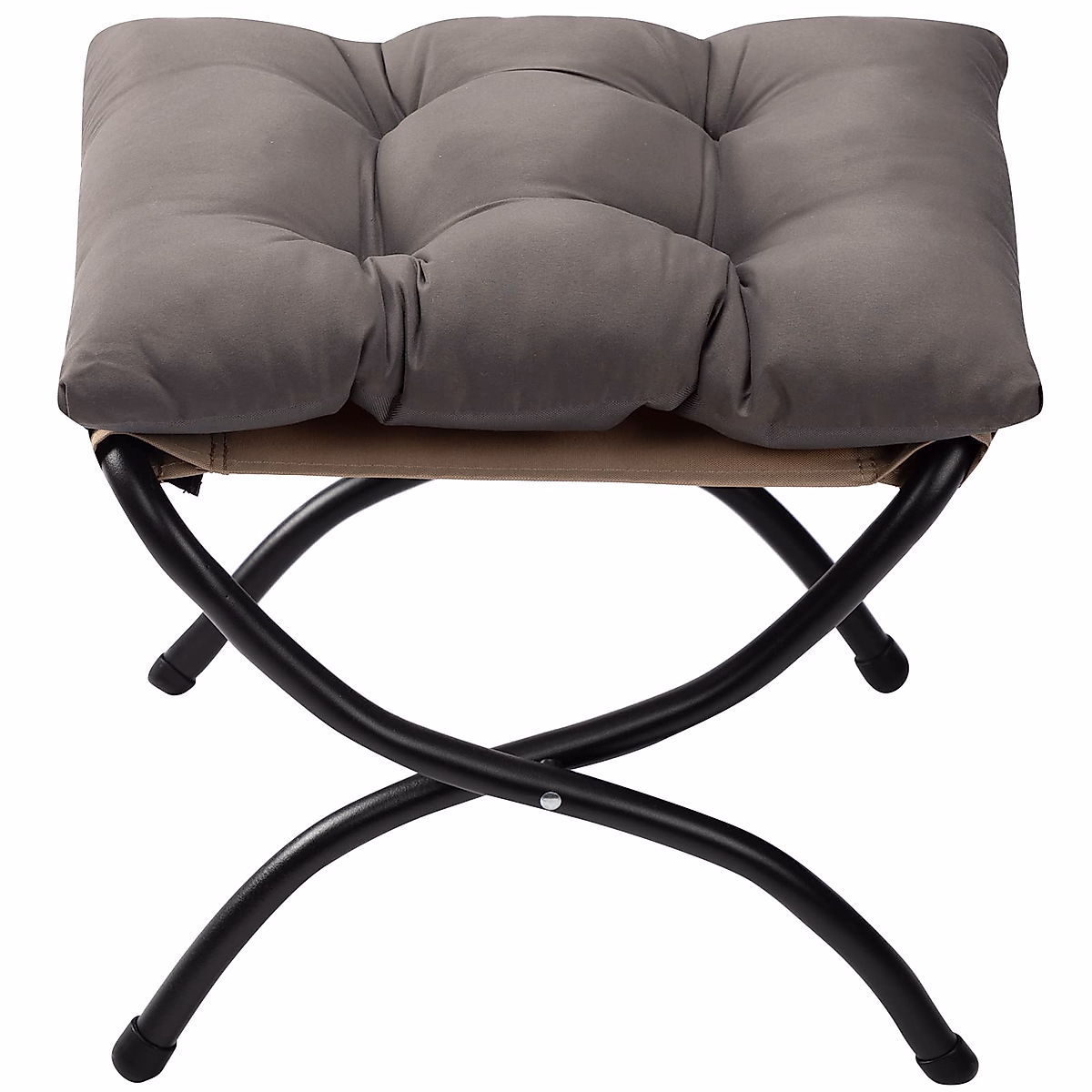 AbocoFur 15"(H) Folding Footrest Stool, Accent Padded Sofa Foot Stool for Lazy Chair, Upholstered Small Foldable Ottoman, Metal Frame Portable Foot Rest Ottoman for Living Room, Bedroom, Dark Grey