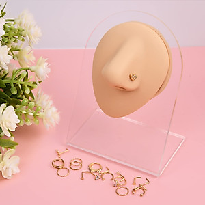 JFORYOU Nose Rings Hoop 20G Nose Rings Studs Surgical Steel L Shape Nose Studs for Women CZ Heart Moon Butterfly Snake Gold Tone Nose Piercings Jewelry