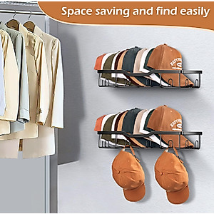 KEETDY Metal Hat Racks for Baseball Caps Wall Hat Organizer Fit 20 Caps Holder, 2 Packs Sturdy Wall Mounted Hat Storage Organizer, Black, Patent: US D1,041,201 S