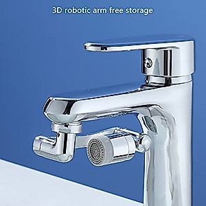 1440° Multifunctional Rotating Splash proof Filter Extender Faucet Aerator 2 Water Outlet Modes Swivel Robotic Arm Adapter for Bathroom Kitchen