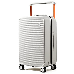 Mixi Carry On Luggage Airline Approved 20'' Lightweight Luggage Wide Handle PC Hardshell Suitcases with Spinner Wheels & TSA Lock, Smoke White