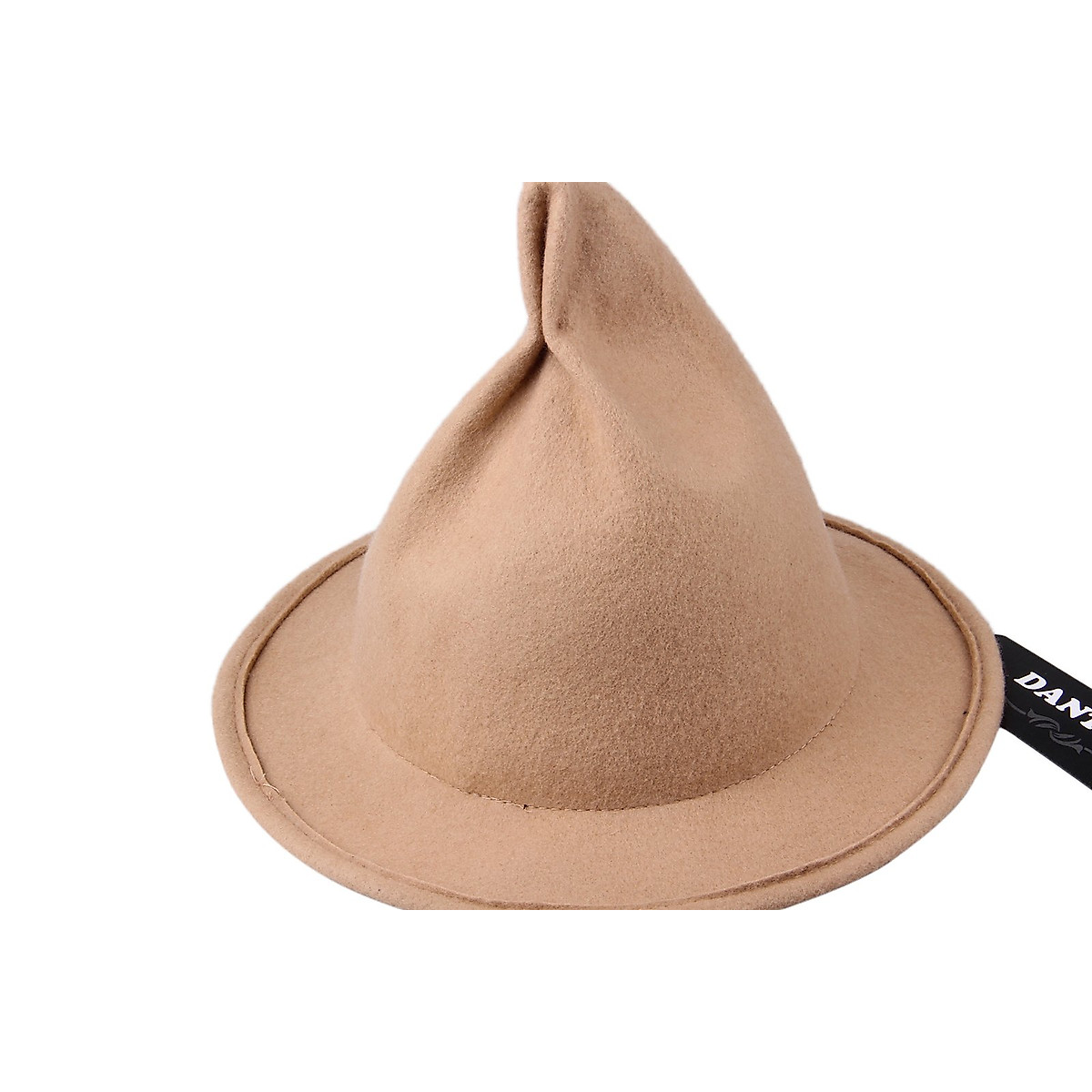 DANTIYA Women's Wool Felt Candy Colored Sharp Pointed Witch Hat for Halloween Party and Daily Khaki