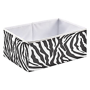 Kigai Zebra Print Cube Storage Bins - 11x11x11 in Large Foldable Cubes Organizer Storage Basket for Home Office, Nursery, Shelf, Closet