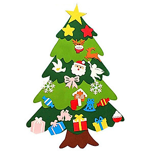 3.3FT Felt Christmas Tree for Wall Hanging Decorations My First Xmas Tree with 22 Detachable Ornaments DIY Xmas Gifts for Kids Room Study Living Room
