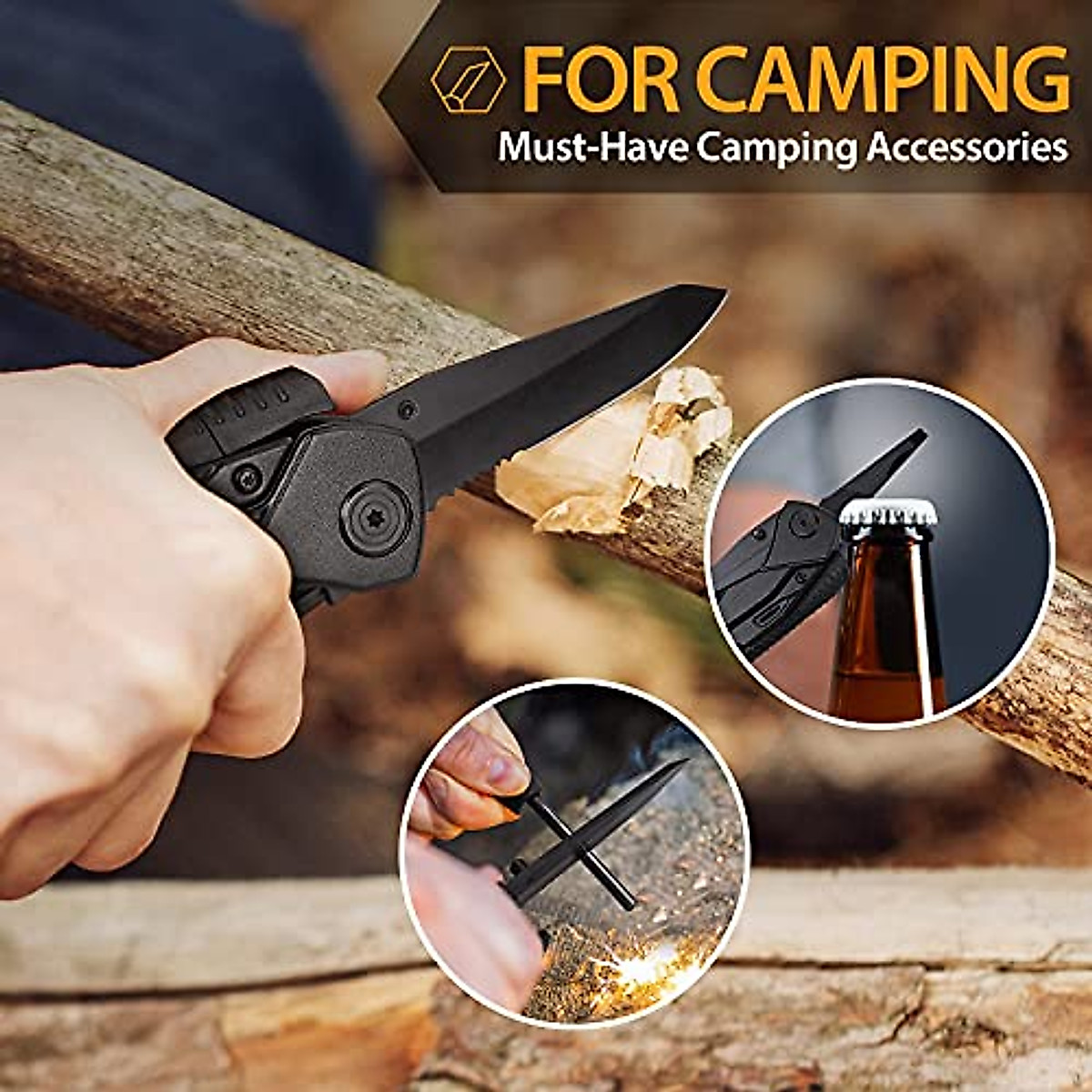 Father’s Day Gifts for Dad Men from Daughter Son, 16-in-1 Multitool Knife Plier Camping Accessories Pocket Multi Tools, Cool Gadgets Birthday for Him Husband Wife Who Have Everything Wants Nothing