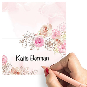 Pink Flower Place Cards for Table Setting, 2" x 3.5" Pack of 50 Floral Wedding Place Cards, Elegant Reception Name Cards, Rose Gold Wedding Decorations