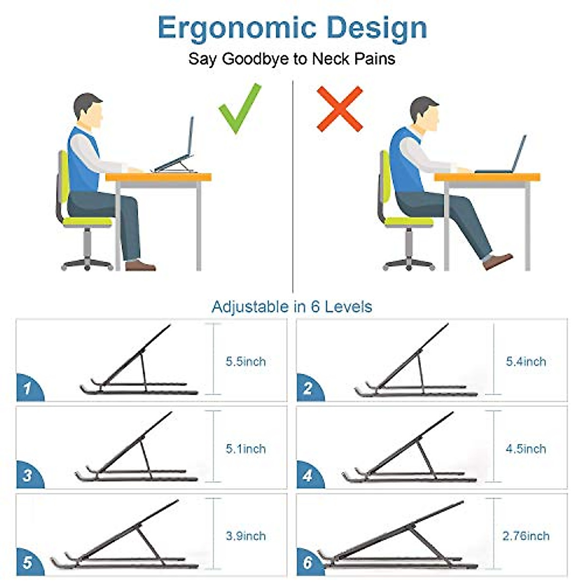 Laptop Stand for Desk, Laptop Riser,Aluminum Alloy Laptop Holder Compatible with 10-15.6 Inch MacBook PC-Notebook Tablet