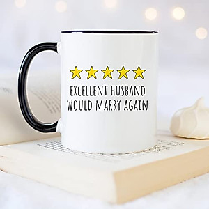 YouNique Designs Wedding Anniversary Mug for Him, 11 Ounces, Husband Mug, I Love You Cup for Him, Just Because Mug for Him, Groom Coffee Mug, Honeymoon Coffee Cup (Black Handle)