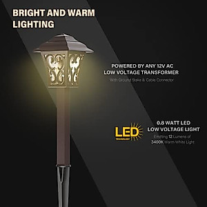 Malibu Lights Outdoor Low Voltage Landscape Path Lights LED Garden Pathway Light 0.8W Warm White Lights for Lawn, Yard, Patio 8405-9112-01