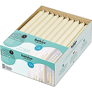 BOLSIUS Ivory Candlesticks Bulk Pack 50 Count - Unscented Dripless 11.5 Inch Household & Dinner Candle Set - 12+ Hours - Premium European Quality - Consistent Smokeless Flame - 100% Cotton Wick