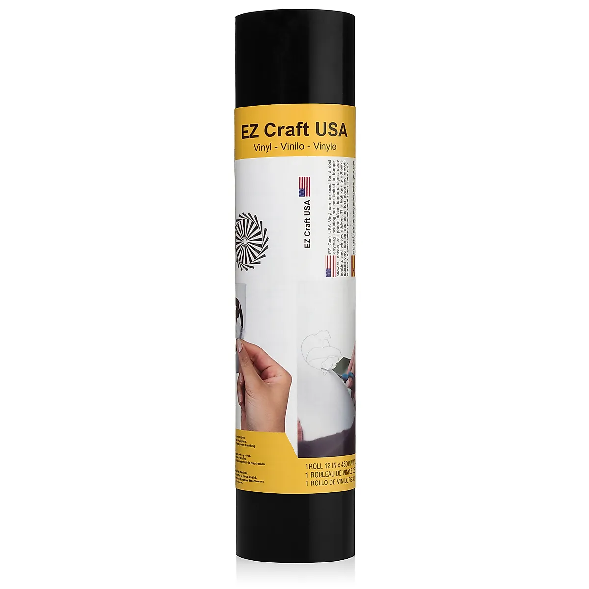 Adhesive Matte Black Vinyl Roll – Huge Matte Adhesive Permanent Black Vinyl Rolls – 12”x40FT Black Vinyl Sheets are The Best Vynil – EZ Craft USA Black Vinyl Wrap Works with Cricut and Other Cutters