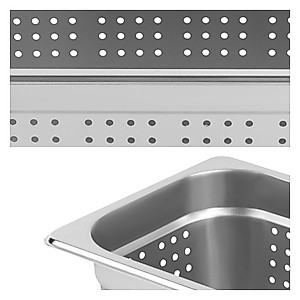 Steam Table Pan/Hotel Pan, 2-Pack 1/3 Size 6in Deep Food Pan for Commercial/Personal, 6L/6.34Qt Anti-Jam Perforated Stainless Steel Steam Pan for Restaurant Hotel Buffet Canteen to Drain/Wash/Steam