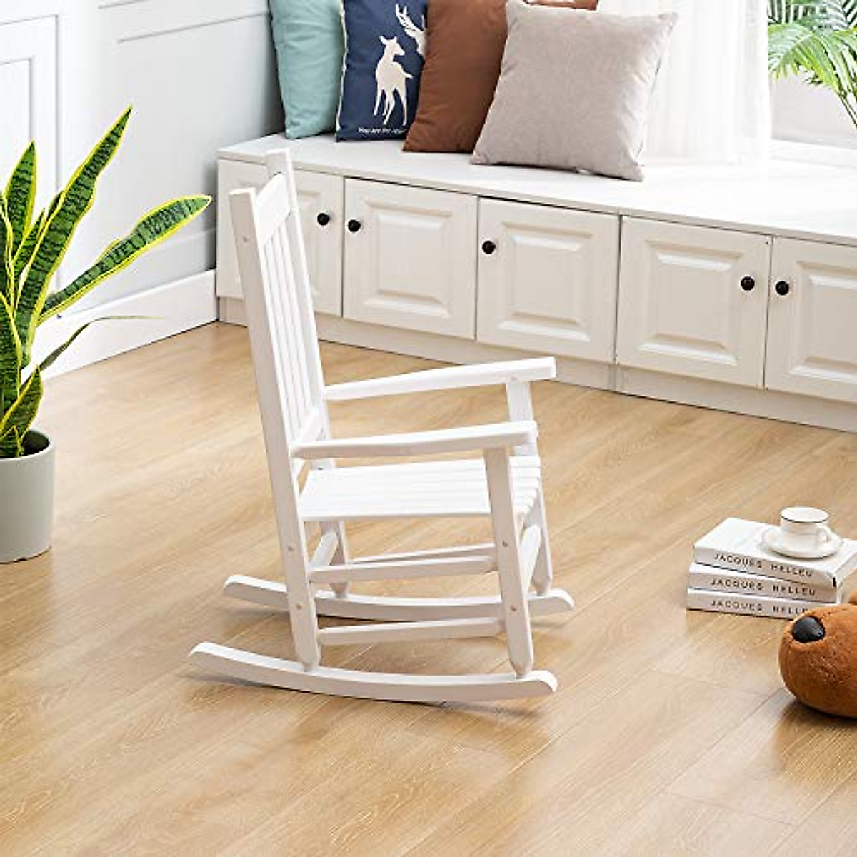 B&Z KD-23W Child's Wooden Rocking Chair Porch Rocker - Indoor/Outdoor Ages 6-10 (White)