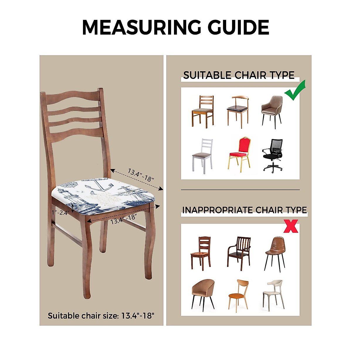 Ocean Nautical Seat Covers for Dining Chairs, Stretch Kitchen Chair Slipcovers, Retro Blue Sea Coastal Lighthouse Boat Dining Room Chair Covers Removable Office Chair Cover Protector Set of 2