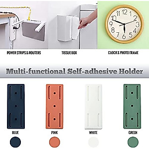 4 Pcs wcjjgm Adhesive Punch-Free Socket Holder, Self-Adhesive Desktop Socket Fixer,Wall Mount Home Power Strip fixator, Desktop Mobile Plug-in Socket Fixer Bracket Stand