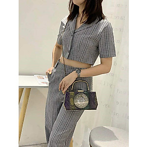 Creative Alarm Clock Package Handbag Women Real Clock Purse Crocodile Pattern Retro Watch Fashion Women's Shoulder Bag Handbags Dropship Steampunk Bags (Color)