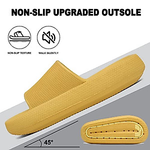 Geweo Cloud Slippers for Women Men Thicken Sole Pillow Cushion Slides Super Comfy Soft Memory Foam Slides Non Slip House Shower Slides Sandals Plastic Yellow Slides Unisex 8-9Women/7-8Men