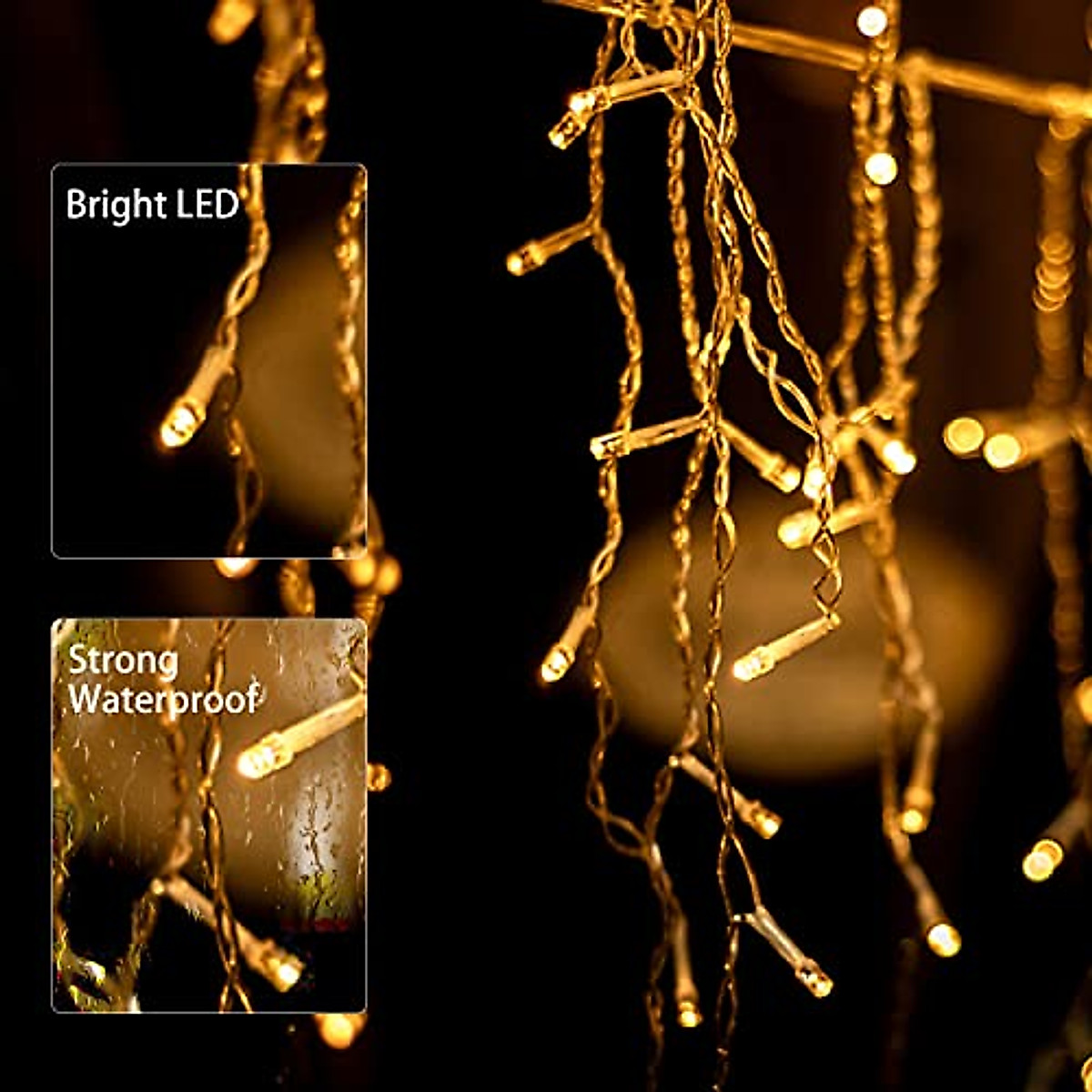 VITOOTE Twinkle Star 66ft 480 LED String Lights Outdoor, Waterproof Connectable Hanging Light for Party Decor, Wedding Party Home Garden Hotel Christmas Lights(Warm White)