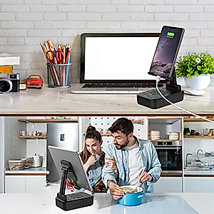 Fopudy Cell Phone Stand with Wireless Bluetooth Speaker - HD Surround Sound Bluetooth Speaker for Home Kitchen and Outdoors Compatible with Mobile Phone & Tablets, Gifts for Men Women