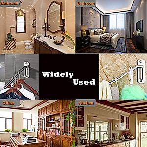 Folding Wall Mounted Clothes Hanger, Adromy Stainless Steel Clothes Holder Swing Arm Closet Drying Rack Clothing Hanging System Heavy Duty Closet Storage Organizer 2 Pack