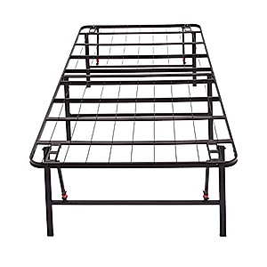 Amazon Basics Foldable Metal Platform Bed Frame with Tool Free Setup, 18 Inches High, Sturdy Steel Frame, No Box Spring Needed, Twin, Black