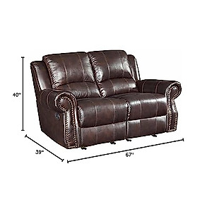 Coaster Furniture Sir Rawlinson Glider Loveseat with Nailhead Studs Dark Brown 650162
