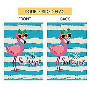 Hello Summer Funny Flamingo Small Garden Flag Vertical Double Sided Burlap Yard Outdoor Decor 12.5 x 18 Inches (152543)