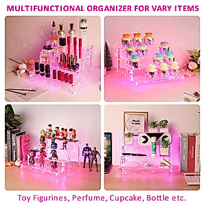 YestBuy 4 Tier Shelf Cake Pop Stand (Pink) +5 Tier Premium Cupcake Holder – Acrylic Cupcake Tower Display – Cady Bar Party Décor – Acrylic Display for Pastry Weddings, Birthday (Colorful)