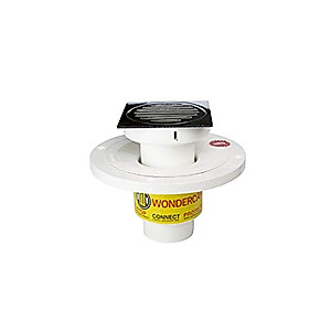 Shower Drain by WONDERCAP | All-In-One 2in Shower Drain, ABS Shower Drain | Tile Shower Drain Outlet + Square Chrome Brass Strainer