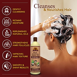 OKAY Black Jamaican Castor Oil Shampoo - Jamaican Castor Shampoo for Hair Growth, Natural Moisturizing Shampoo to Strengthen & Restore Damaged Hair for Women and Men - 33 Oz