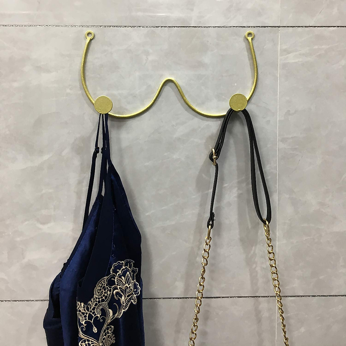 Hat Hooks Boob-Shaped Wall Mounted Hanger with 2 Hooks - Towel Holder Robe Rack for Bathroom - Jewelry Organizer Decorative Creative Coat Hook (Medium-Gold)