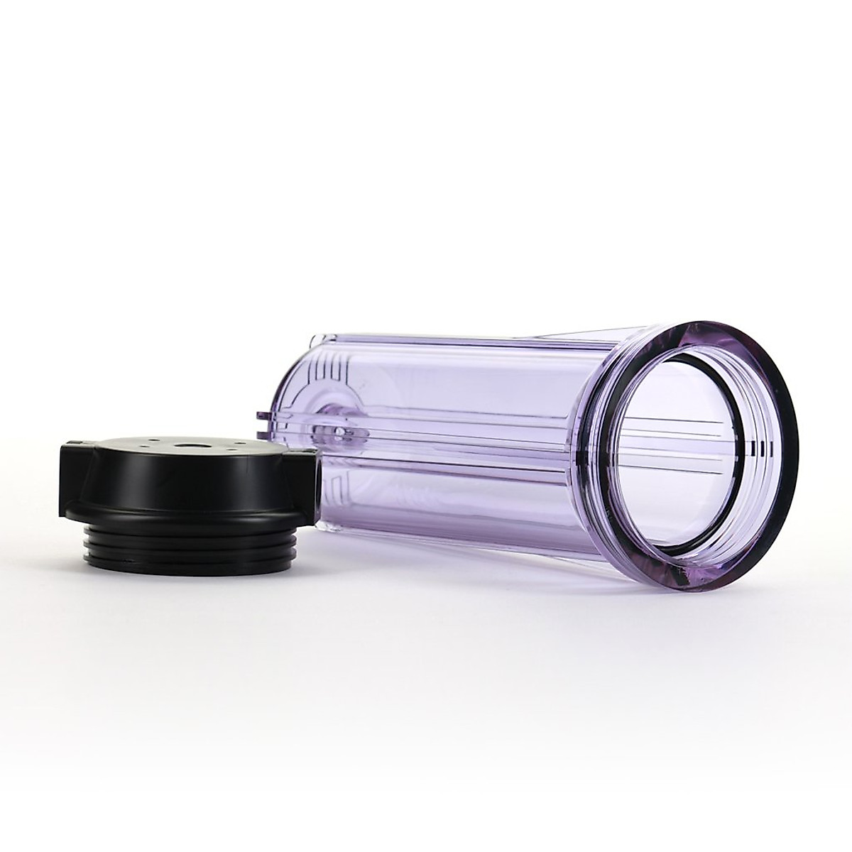 Hydronix HF2-10CLBK12, 10" Clear Housing with Black Flat Cap For RO & Filtration Systems, 1/2" Ports