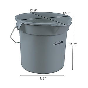 Qskely 3.5 Gallon Commercial Cleaning Plastic Buckets with Handles, Gray Industrial Round Utility Pail, 4-Pack