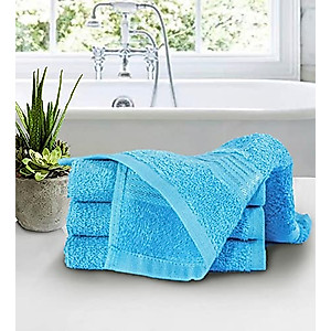 BELIZZI HOME Ultra Soft Cotton Washcloths, Contains 24 Piece Face Cloths 12x12 inch, Ideal for Everyday use Face Towels, Compact & Lightweight Multi Purpose Washcloths - Turquoise Blue