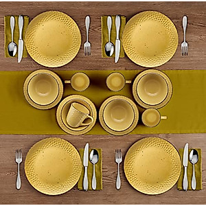 Pfaltzgraff Bumblebee 16 Piece Dinnerware Set, Service for 4, Yellow