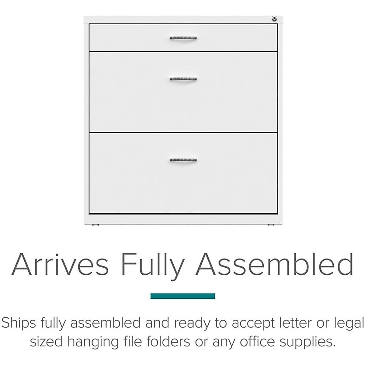 Hirsh Industries Space Solutions 30" W Metal 3 Drawer Home Office File Cabinet White