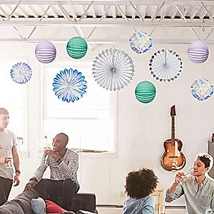 Iridescent Party Decorations Holographic Hanging Honeycomb Ball Fan Pompom Decor for Wedding Baby Shower Anniversary Bridal Shower Bachelorette Birthday Party Supplies