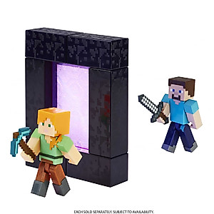 Minecraft Steve Action Figure, 3.25-in, with 1 Build-a-Portal Piece & 1 Accessory, Building Toy Inspired by Video Game, Collectible Gift for Fans & Kids Ages 6 Years & Older